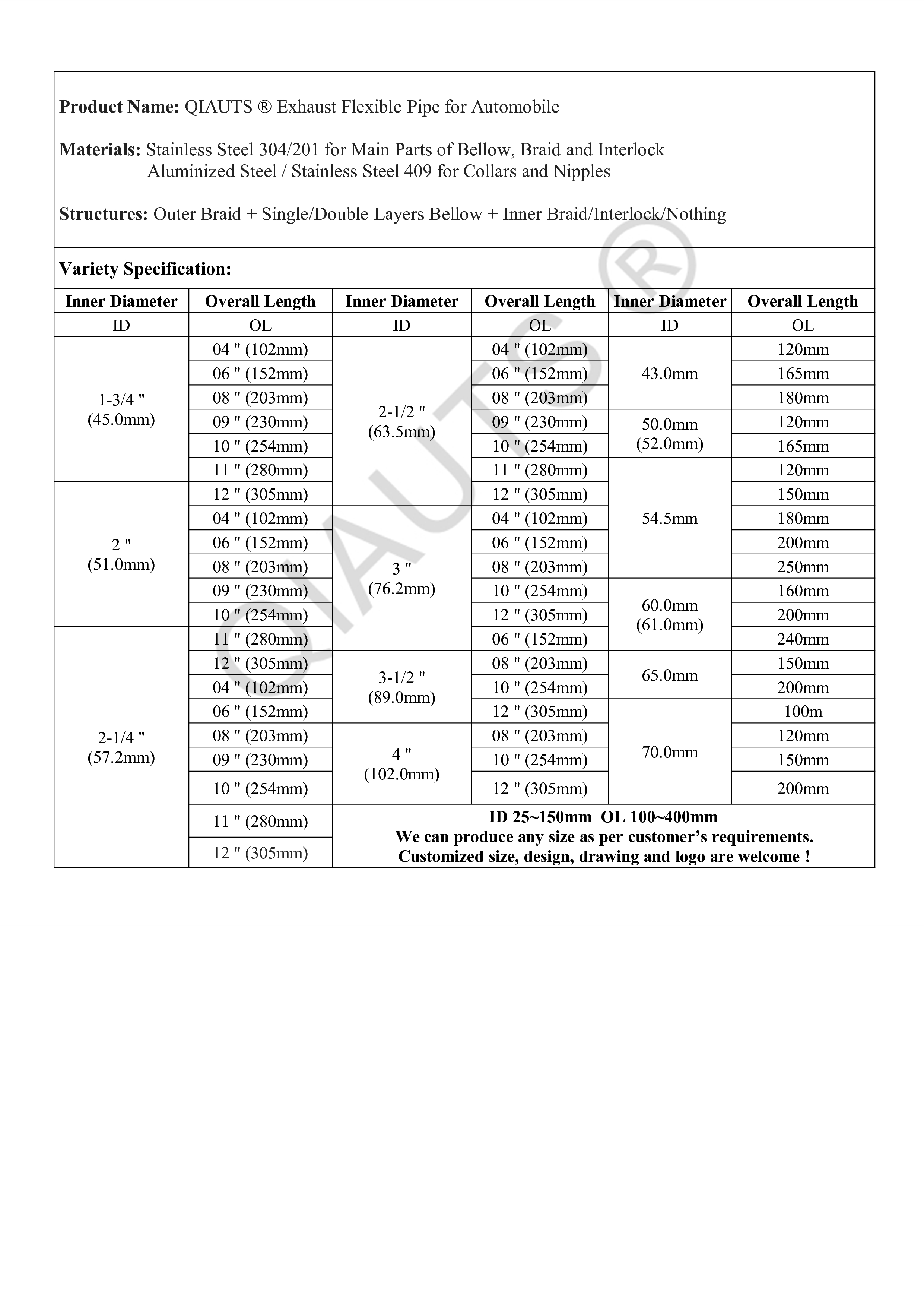 exhaust corrugated pipes